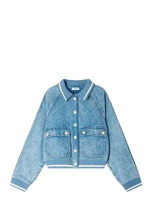 Sandro Relaxed-fit Contrast-trim Denim Jacket - Blue Jean