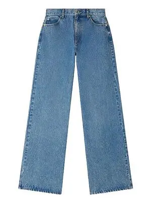 Sandro Wide-leg Faded Denim Jeans - Blue Jean
