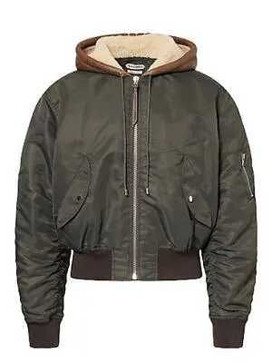 JW Anderson Regular-fit Leather-hooded Shell Jacket - Dark Khaki