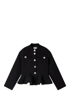 Sandro Peplum-hem Cropped Woven Jacket - Black