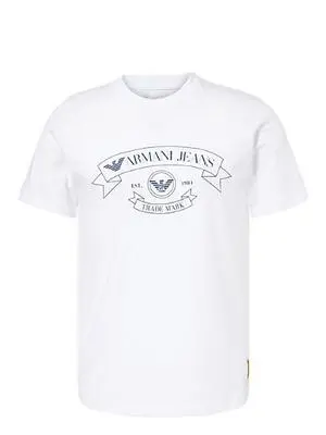 Emporio Armani Graphic-print Cotton T-shirt - Blanc De Blanc