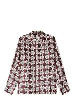 Sandro Floral-print Silk Shirt - Marron / Bleu