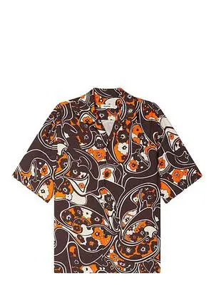 Sandro Retro-print Short-sleeved Woven Shirt - Black Brown