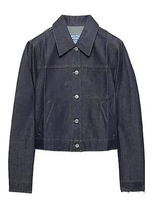 Prada Frayed-edge Regular-fit Denim Jacket - Blue