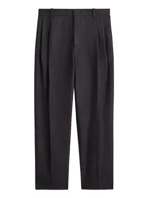 Cos Pleated Wool Relaxed-fit Straight-leg Trousers - Blue