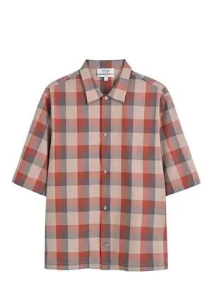 Cos Checked Wool-blend Shirt - Beige