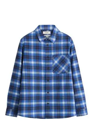Cos Checked Wool-blend Shirt - Blue