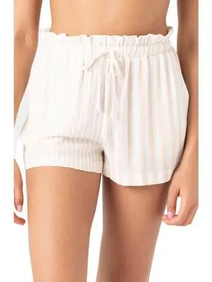 Roxy Striped Drawstring Cover-up Shorts - Egret