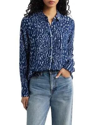 Rails Josephine Printed Button-up Shirt - Dark Navy Lynx