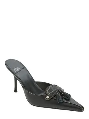 Jeffrey Campbell Claypool Pointed Toe Tassel Loafer Mule - Black