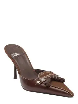 Jeffrey Campbell Claypool Pointed Toe Tassel Loafer Mule - Coffee Combo