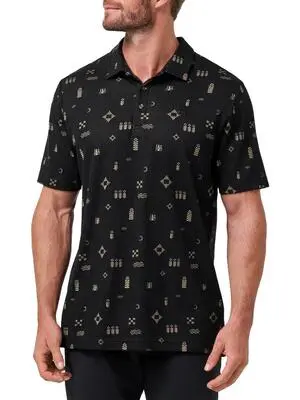 Travis Mathew Weather Patterns Print Cotton Blend Polo - Black