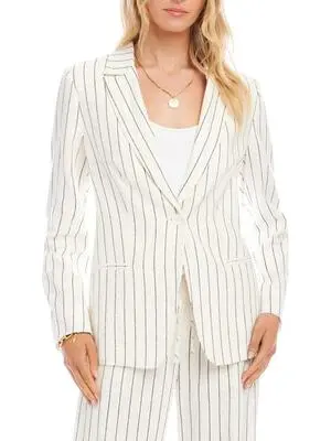 Karen Kane Stripe Linen Blend Blazer - Cream