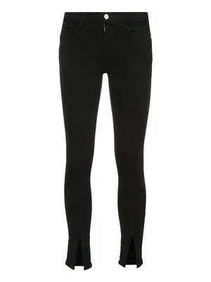 FRAME Front Slit Cropped Jeans - Black