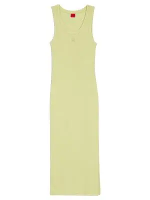 Hugo Jersey Midi Tank Dress With Logo - Beige