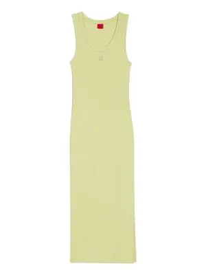 Hugo Jersey Midi Tank Dress With Logo - Light Yellow