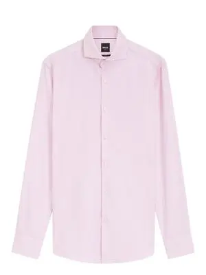 BOSS Slim-fit Shirt In Structured Wrinkle-free Cotton - Light Pink