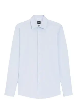 BOSS Slim-fit Shirt In Italian Performance-stretch Jersey - Light Blue