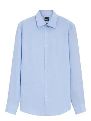 BOSS Slim-fit Shirt In Linen-blend Twill - Light Blue