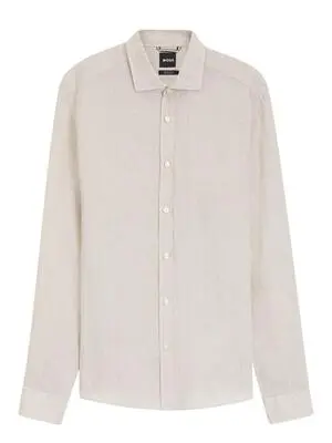 BOSS Regular-fit Shirt In Washed Linen - Light Beige