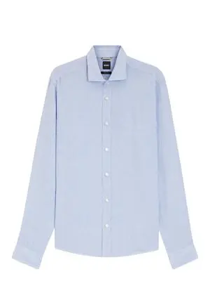 BOSS Regular-fit Shirt In Washed Linen - Light Blue