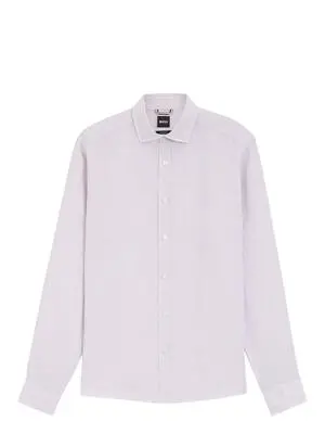 BOSS Regular-fit Shirt In Washed Linen - Light Purple
