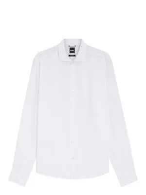 BOSS Regular-fit Shirt In Washed Linen - White