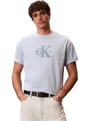 Calvin Klein Monologo Outline Graphic Classic T-shirt - Breezy Blue