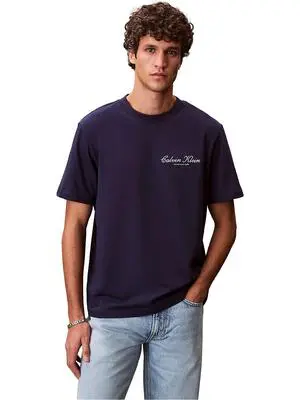 Calvin Klein Small Script Logo Graphic Classic T-shirt - Evening Blue
