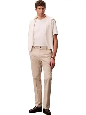 Calvin Klein Cotton Stretch Straight Trousers Island Fossil