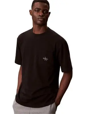 Calvin Klein Icon Cotton Stretch Monologo Sleep Tee - Black