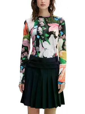 Stine Goya Floral-print Long-sleeved Top - Black