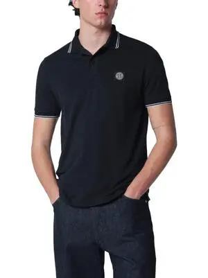 Stone Island Polo Shirt With Compass Patch - Blue