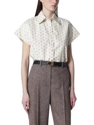 Valentino Garavani Floral Cotton-blend Shirt - Beige