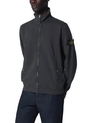 Stone Island Zip-up Cotton Fleece Track Jacket - Grey