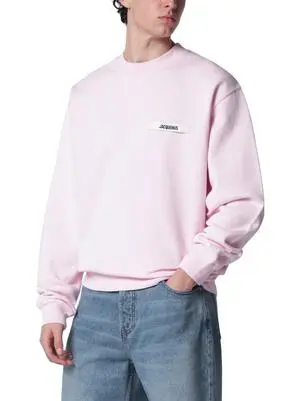 Jacquemus Crewneck Sweatshirt With Grosgrain Logo - Pink