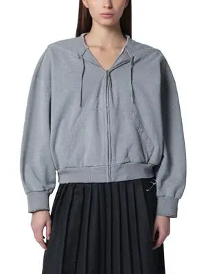 MAISON MARGIELA Cotton Zip-up Sweatshirt With Drawstring - Grey
