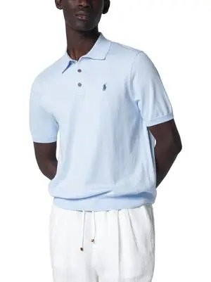 Polo Ralph Lauren Cotton Knit Polo Shirt - Light Blue