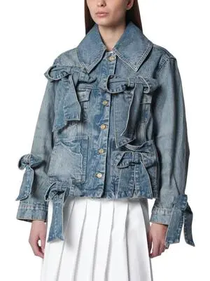 GANNI Denim Jacket With Bows - Blue