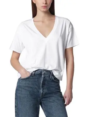 Loulou De Saison Cotton V-neck T-shirt - White