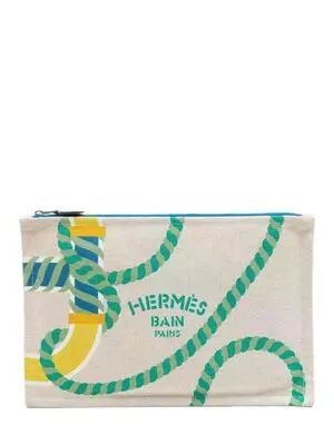 HERMÈS Hermès Canvas Canoe H Yachting Pouch