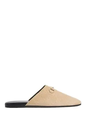 Gucci Gucci GG Suede Horsebit Mules Beige