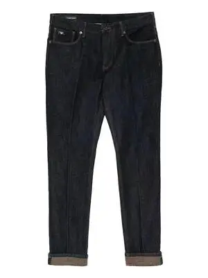 Emporio Armani Five-pocket Jeans With Logo Plaque - Blue