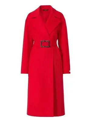 Sportmax Belted Lapel Collar Wrap Coat - Red