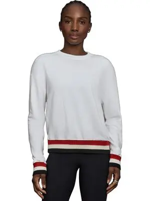 Carbon38 Banded French Terry Sweatshirt - White With Black/white/red