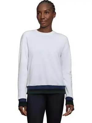 Carbon38 Banded French Terry Sweatshirt - White With Navy/black/forest