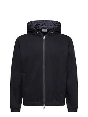 Moncler Leather Logo Zip-up Hoodie - Blue