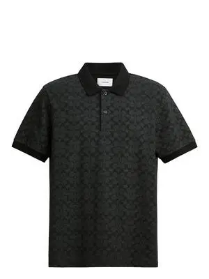 COACH Signature Polo In Organic Cotton - Charcoal Signature