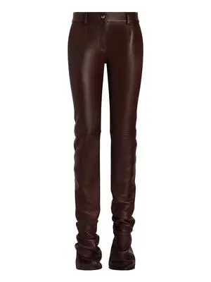 Dolce & Gabbana Nappa Leather Sandblasted Trousers - Brown