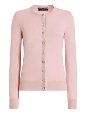 Dolce & Gabbana Cashmere Cardigan With Jewel Buttons - Pink